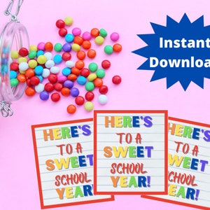 Back to School Gift Tag, Here's to a Sweet Year Favor Tag, Back to ...