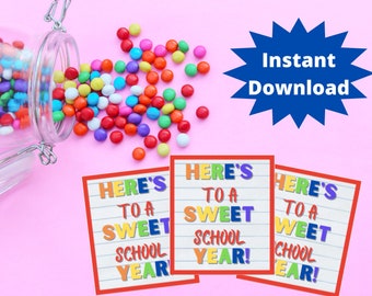 Back to School Gift Tag Here's to a Sweet Year Favor Tag - Etsy