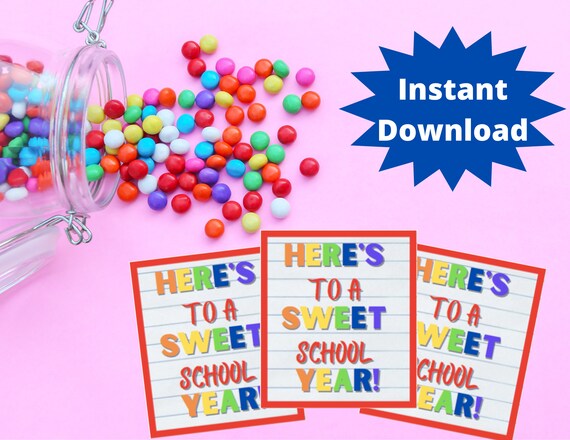 Back to school Gift Tag Here's to a sweet year Favor Tag | Etsy