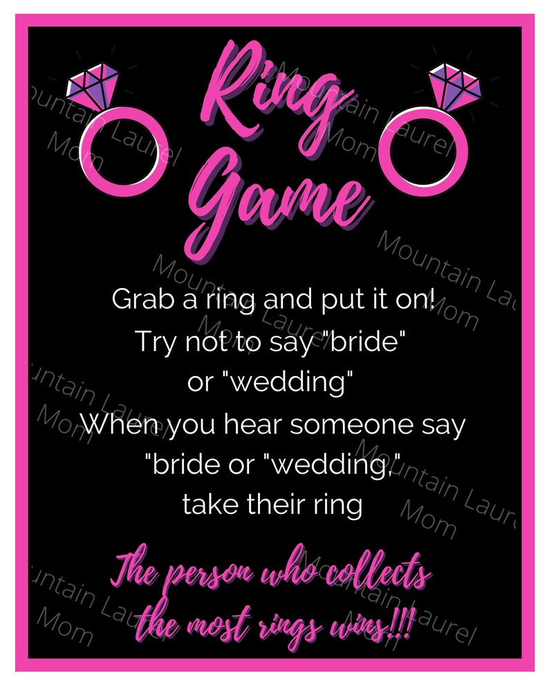 Bachelorette or Bridal Shower Game, the Ring Game, Please Take a Ring ...