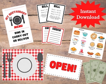 Pretend Play Restaurant Printable Cafe Menu (Instant Download) - Etsy
