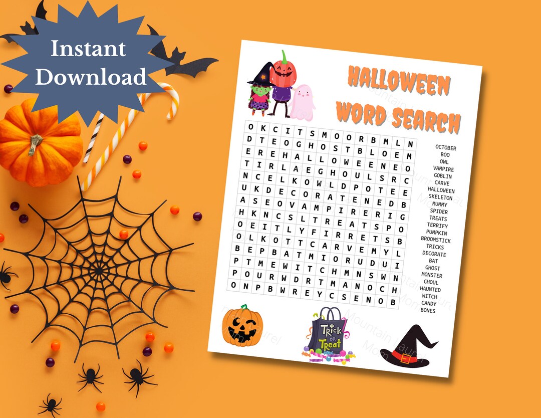 Halloween Word Search Printable Game Worksheet, Halloween Printable ...