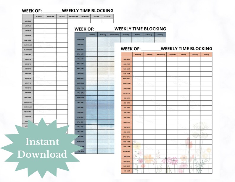 Weekly Time Blocking, Time Blocking, Weekly Schedule, Time Management ...
