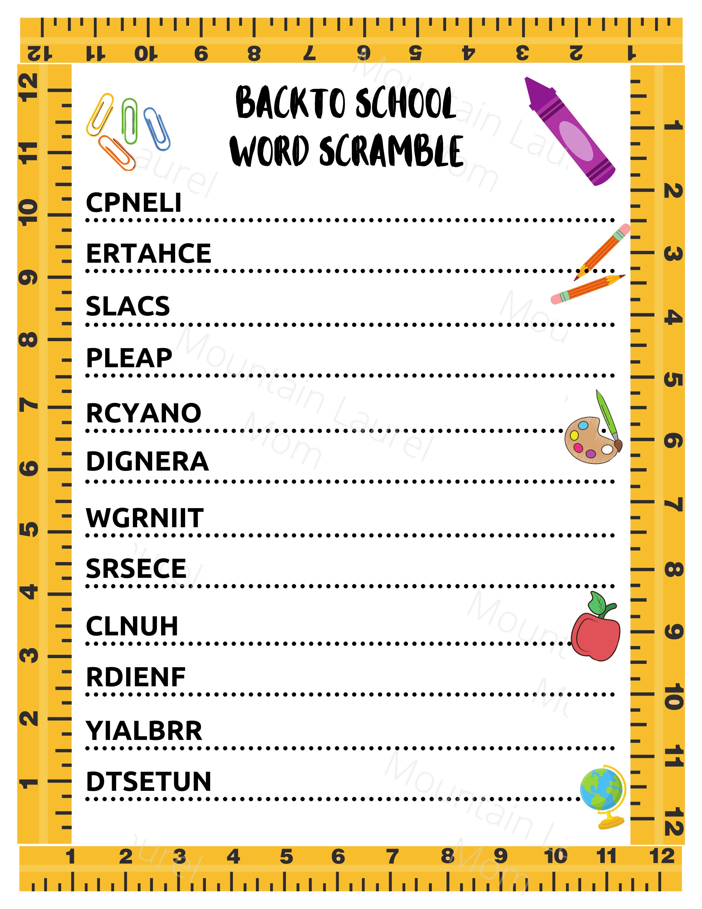 Back to School Word Scramble Back to School Printable School - Etsy