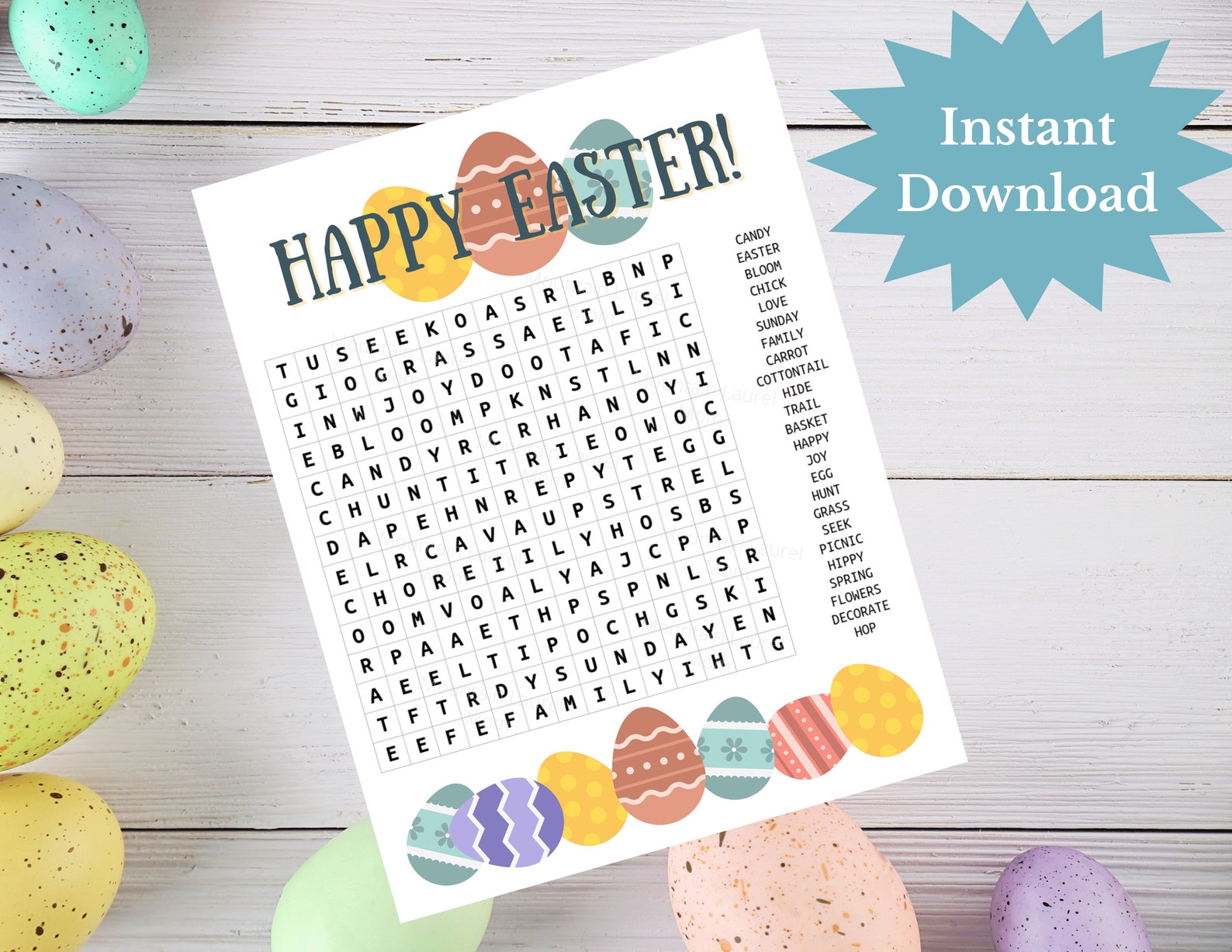 Easter Holiday Printable Word Search Activity Game, Printable Easter ...