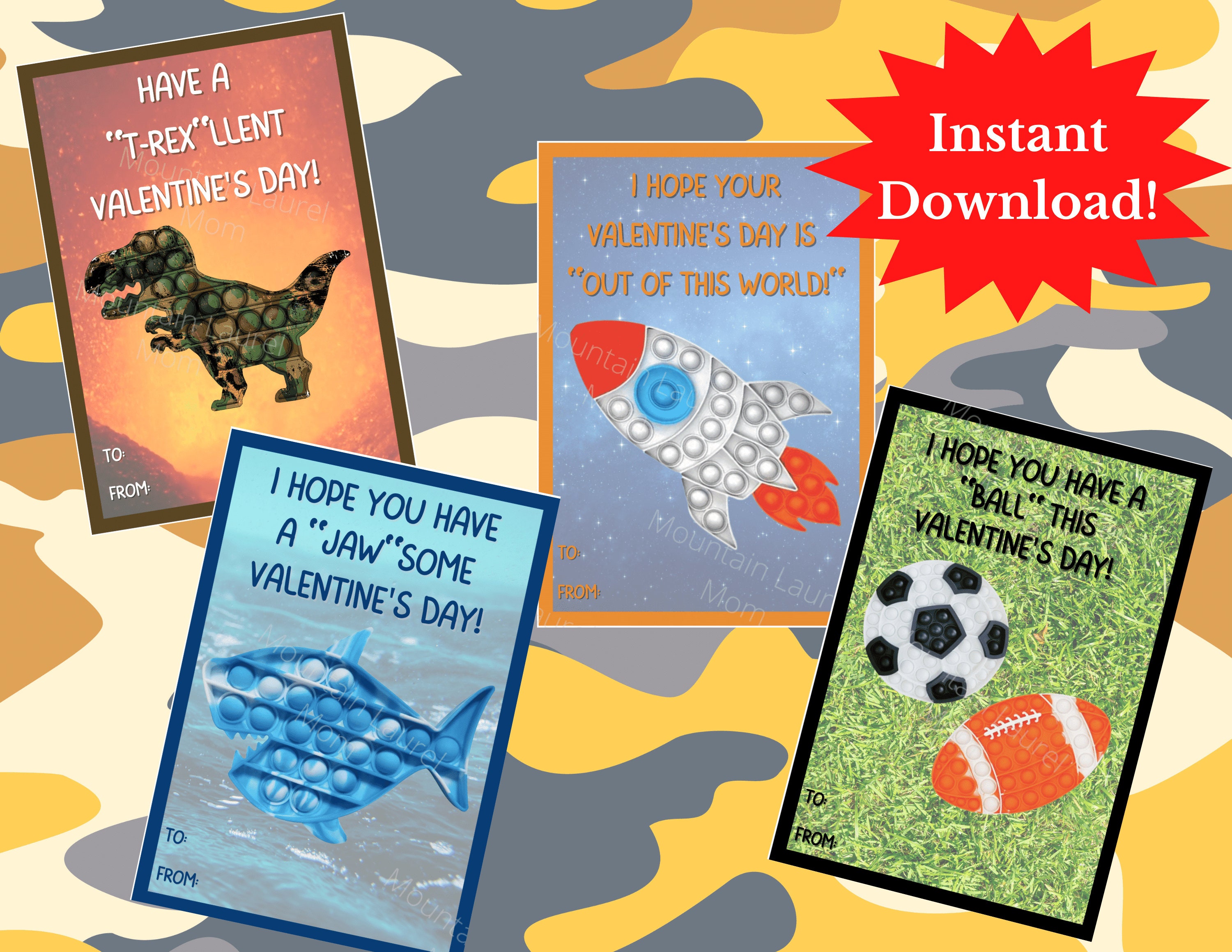 Boy Valentine Pop It Card, Pop It Valentine for Kids, Printable ...