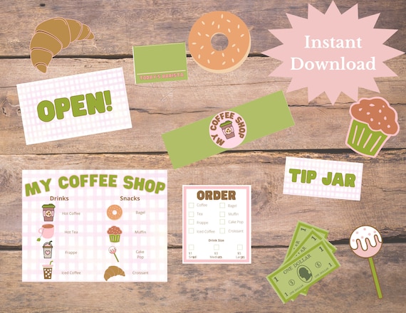 Coffee Shop Pretend Play Printable Pretend Coffee Shop - Etsy
