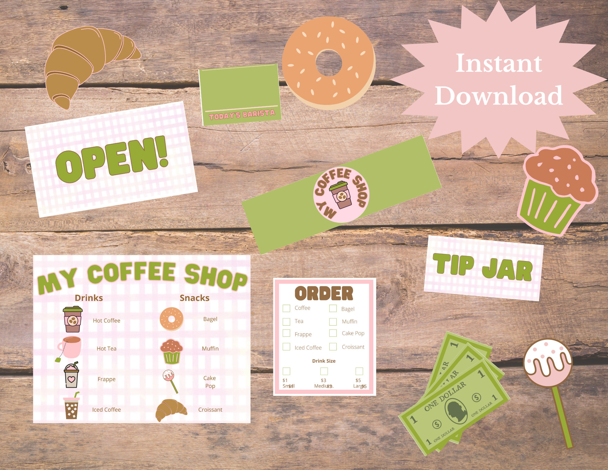 Coffee Shop Pretend Play Printable, Pretend Coffee Shop, Dramatic Play ...