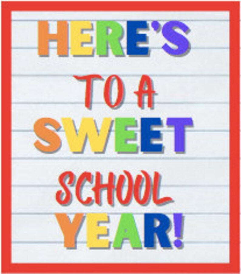 Back to School Gift Tag, Here's to a Sweet Year Favor Tag, Back to ...