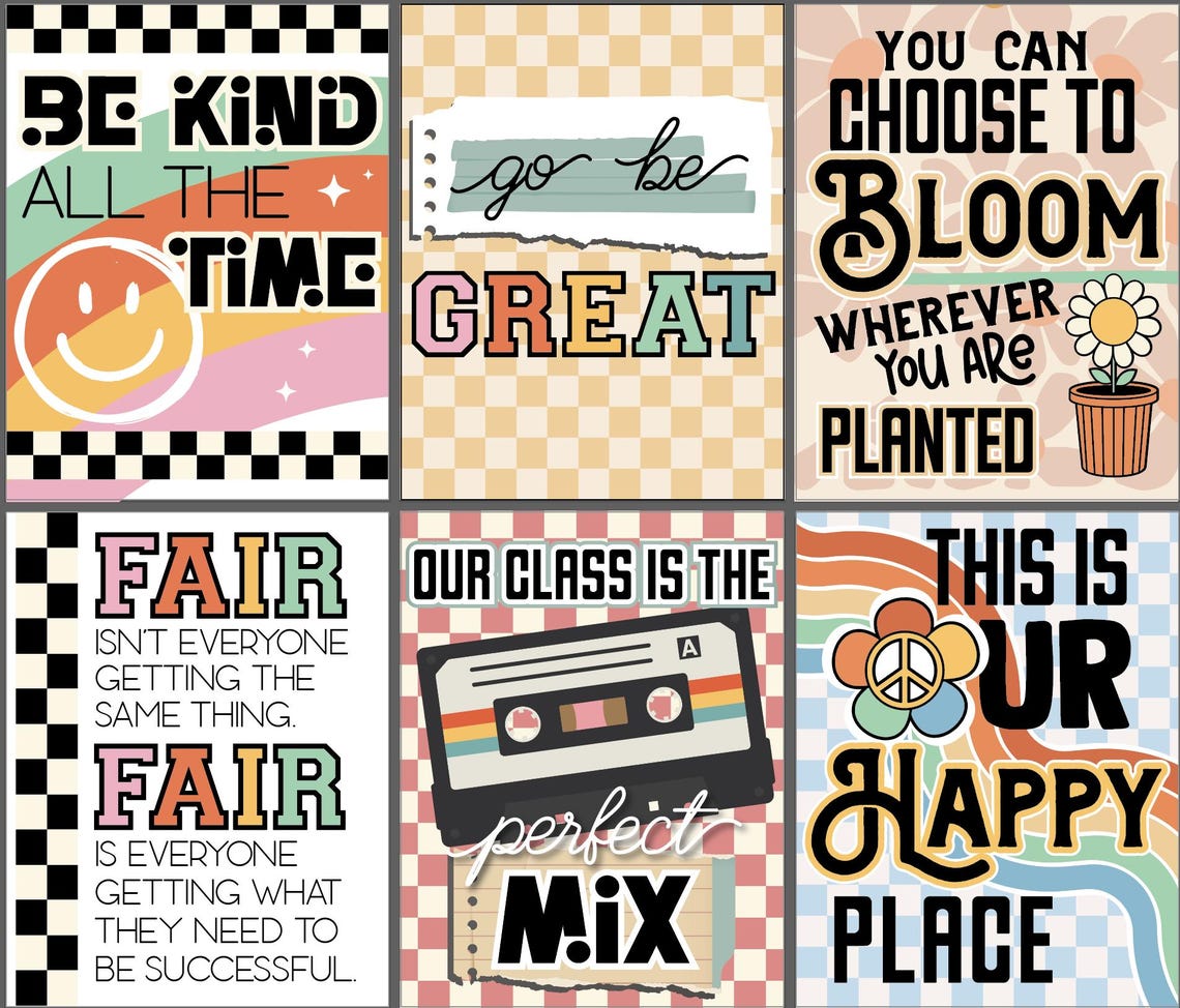 Vintage Motivational Classroom Posters 6 Pack - Etsy