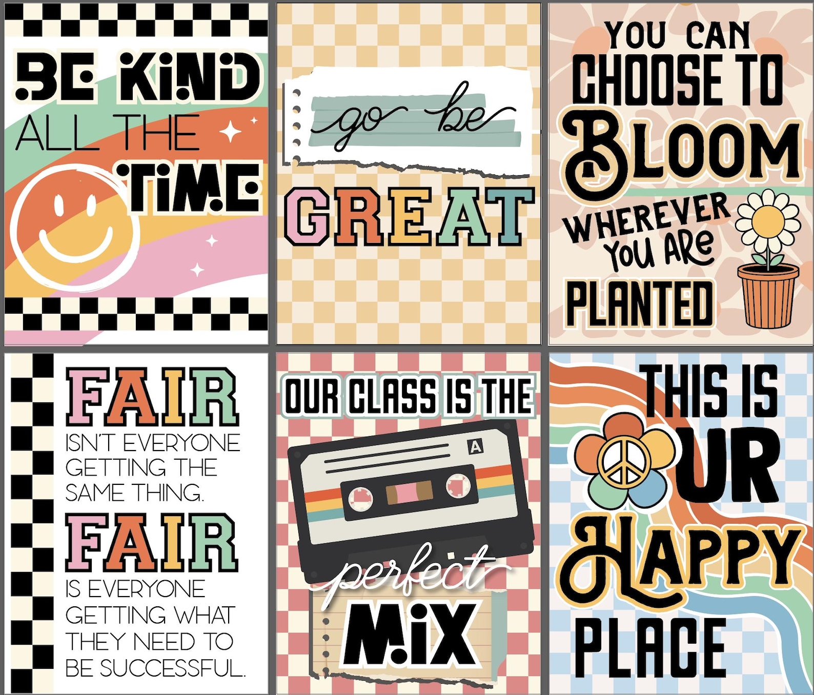 Vintage Motivational Classroom Posters 6 Pack - Etsy