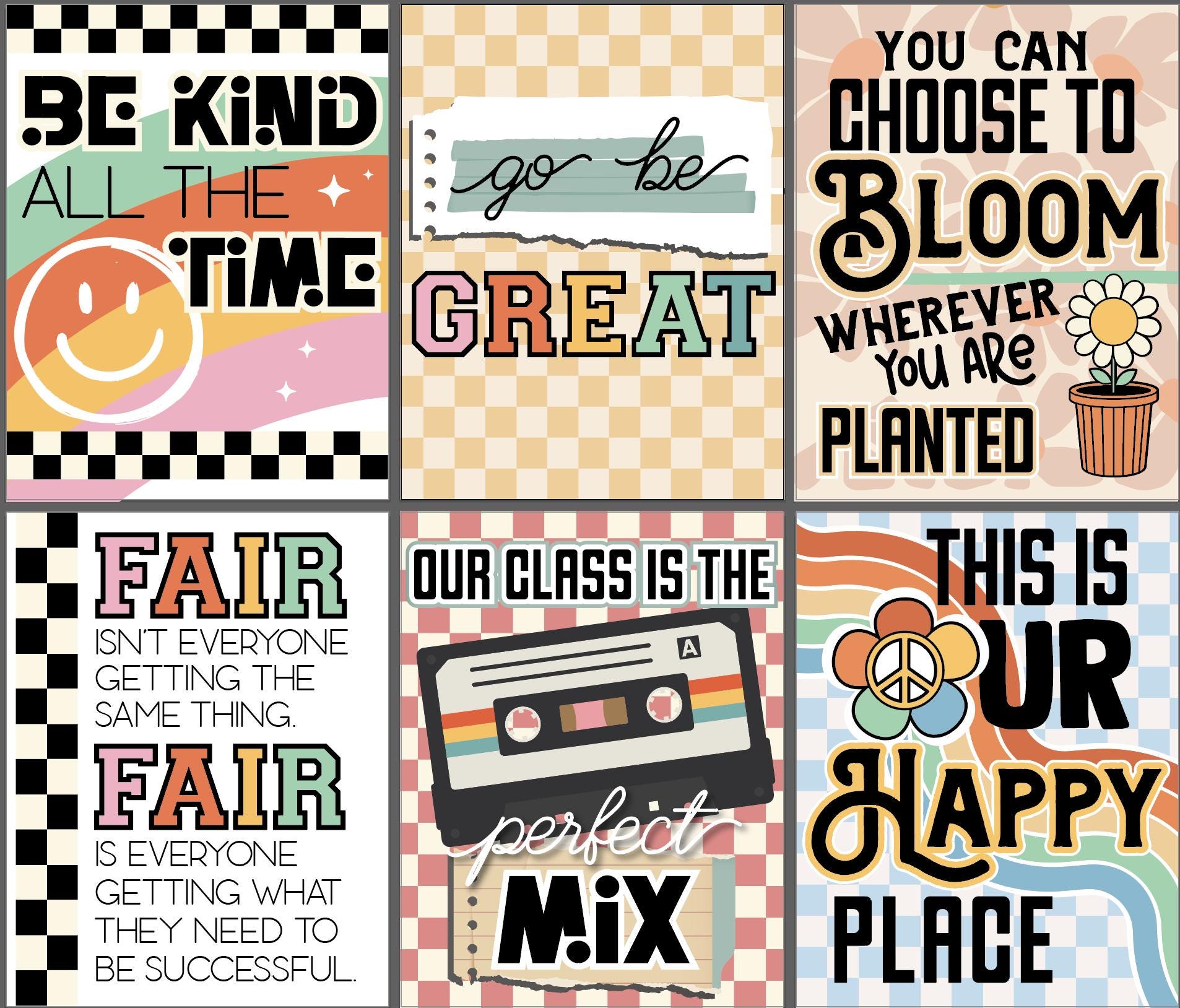 Vintage Motivational Classroom Posters 6 Pack - Etsy