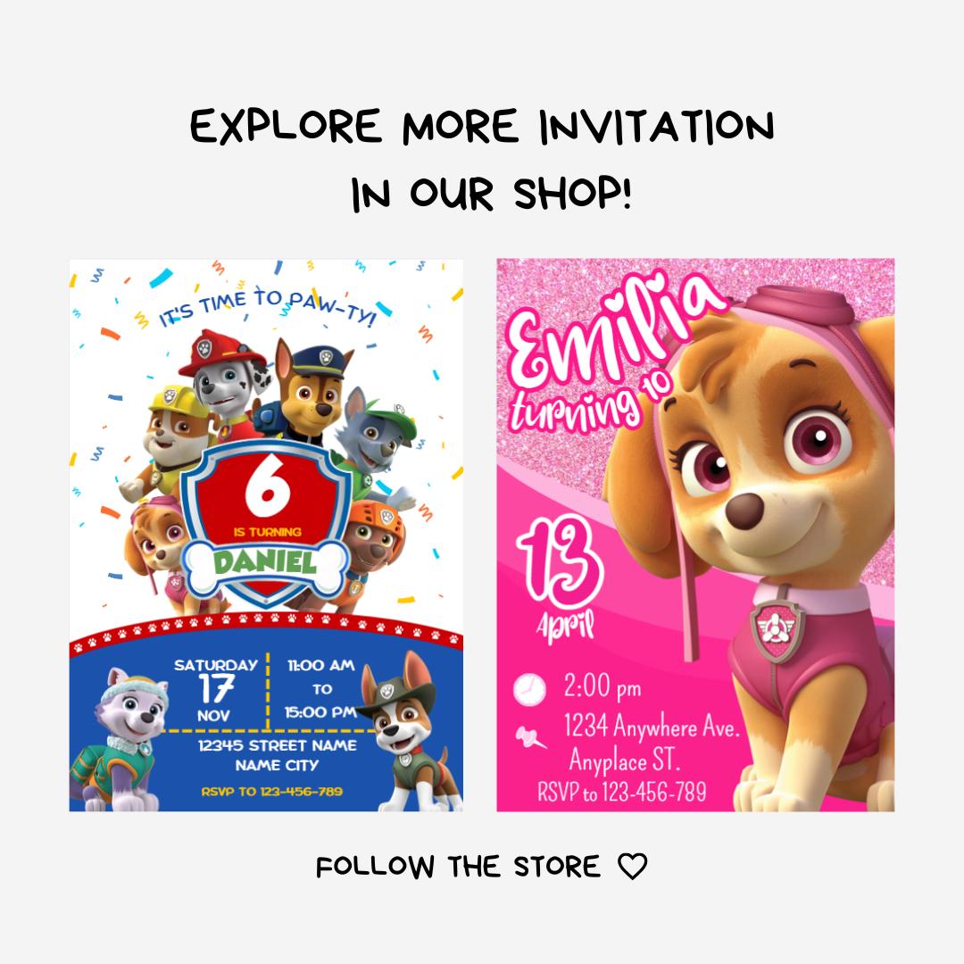 Editable Skye Paw Patrol Birthday Invitation Digital Download ...