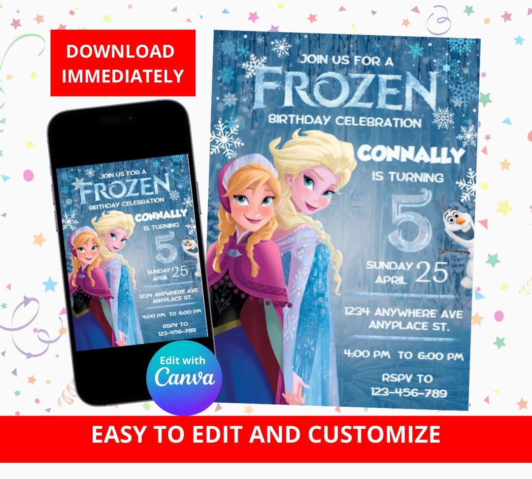 Frozen Birthday Invitation, Digital Disney Frozen Party Invite ...