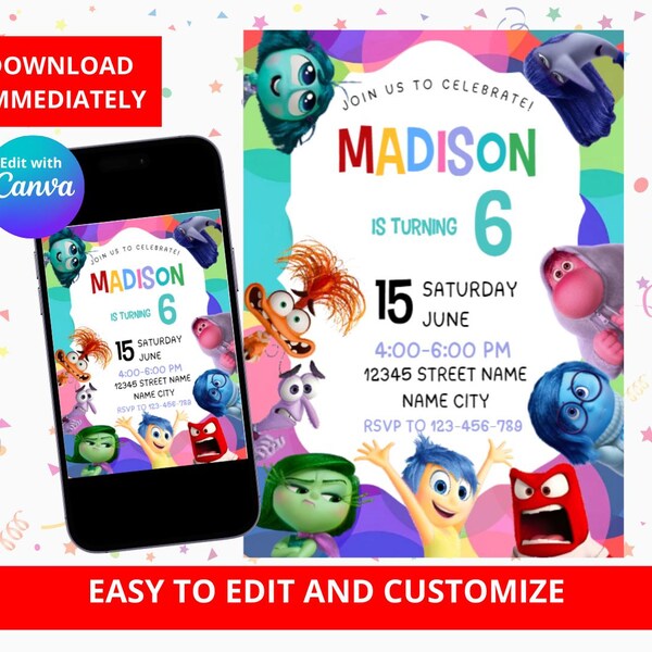 Intensamente Party Invitation - Etsy