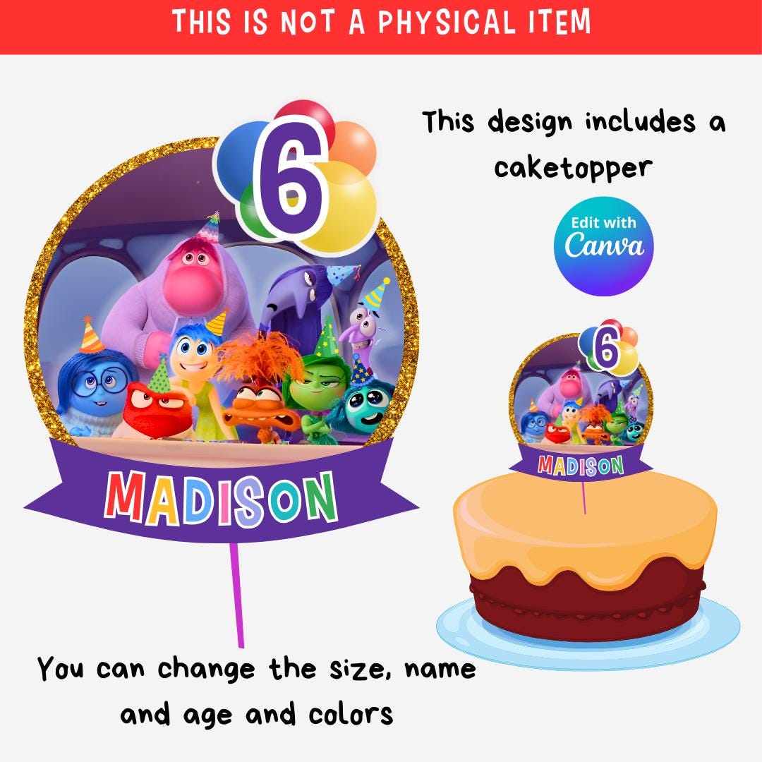 Inside Out 2 Birthday Invitation, Editable Inside Out Invitation ...