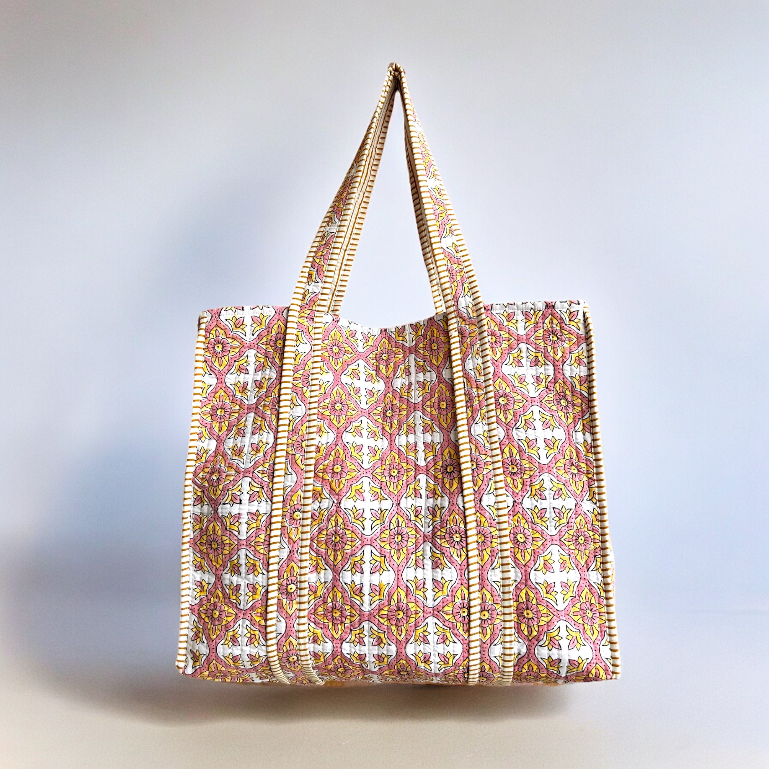 Hand Block Printed Beach Bags Quilted Tote Bag Hand Block Printed Tote ...
