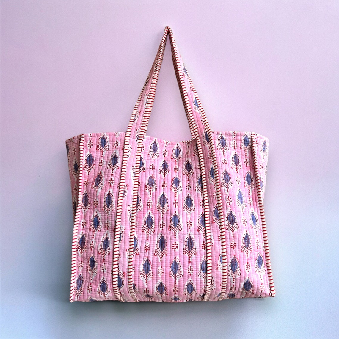Hand Block Printed Beach Bags Quilted Tote Bag Hand Block Printed Tote ...