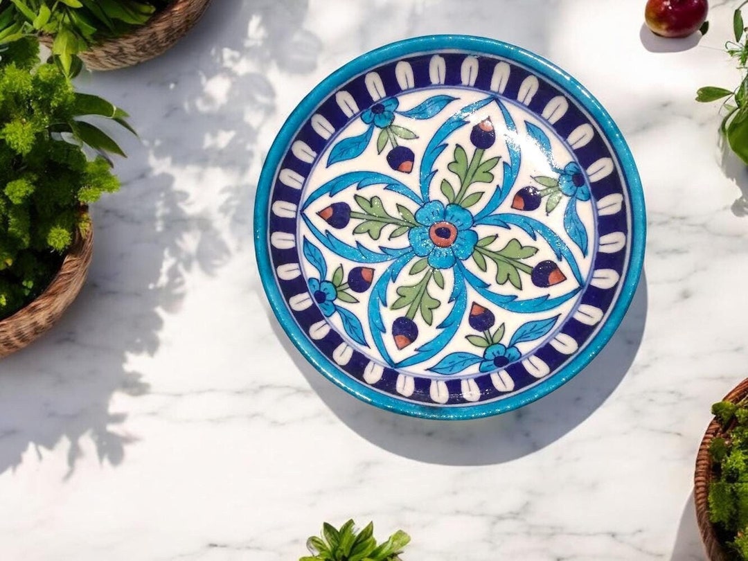 Blue Pottery Decorative Plate | Blue Pottery | Hand-painted Plate ...