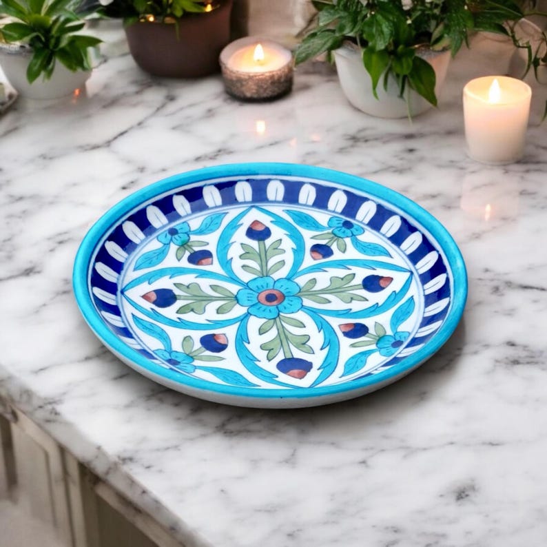 Blue Pottery Decorative Plate | Blue Pottery | Hand-painted Plate ...
