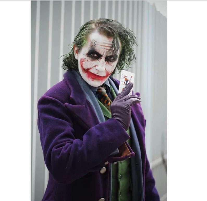 Joker Cosplay Handmade Overcoat, Heath Ledger Long Trench Coat for Men ...
