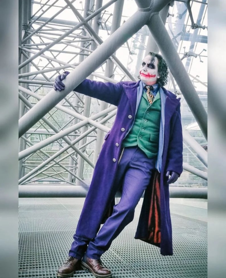 Joker Cosplay Handmade Overcoat, Heath Ledger Long Trench Coat for Men ...