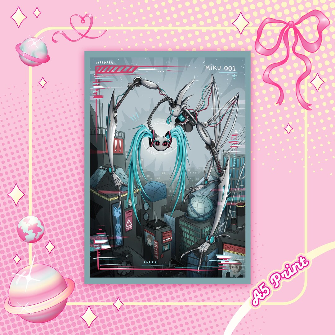 Mecha Miku A5 Art Print: Cyberpunk Anime Illustration - Etsy