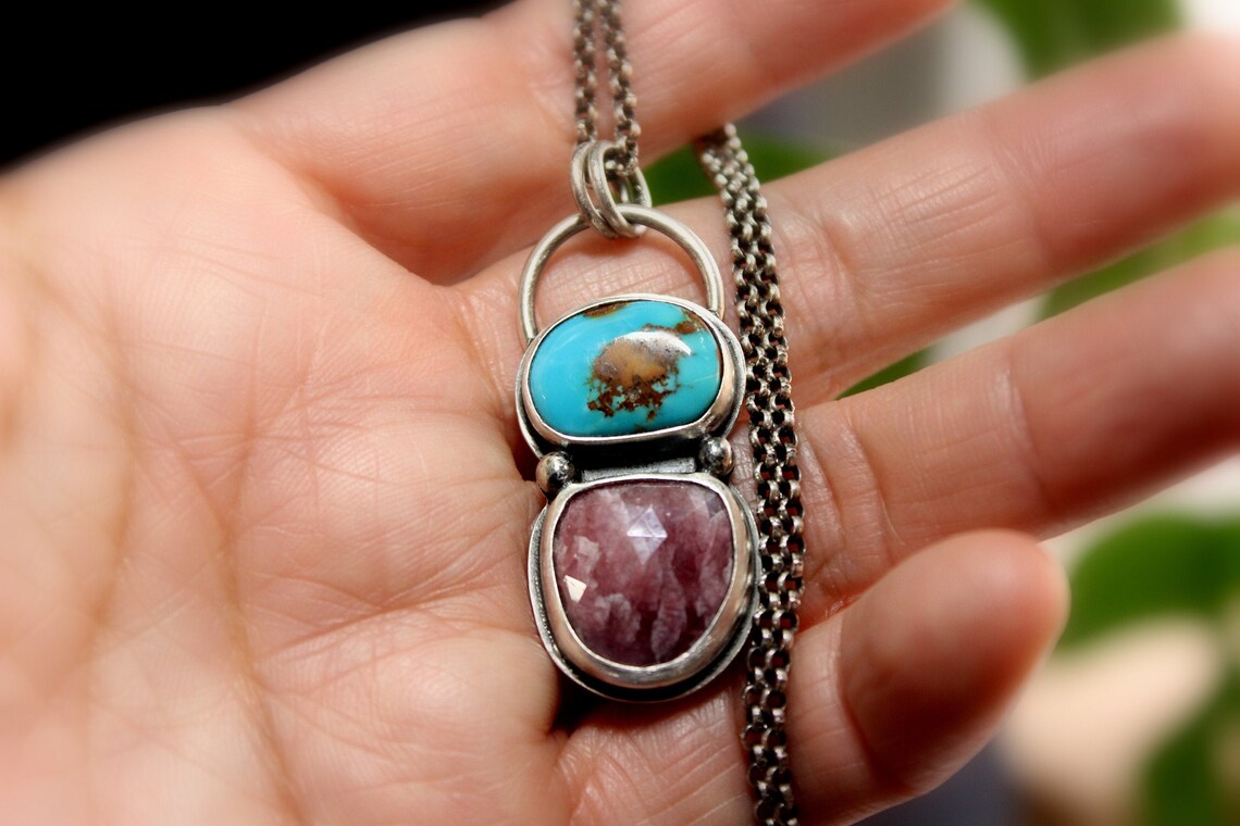 Royston Rose Cut Pink Sapphire Sterling Silver Necklace - Etsy