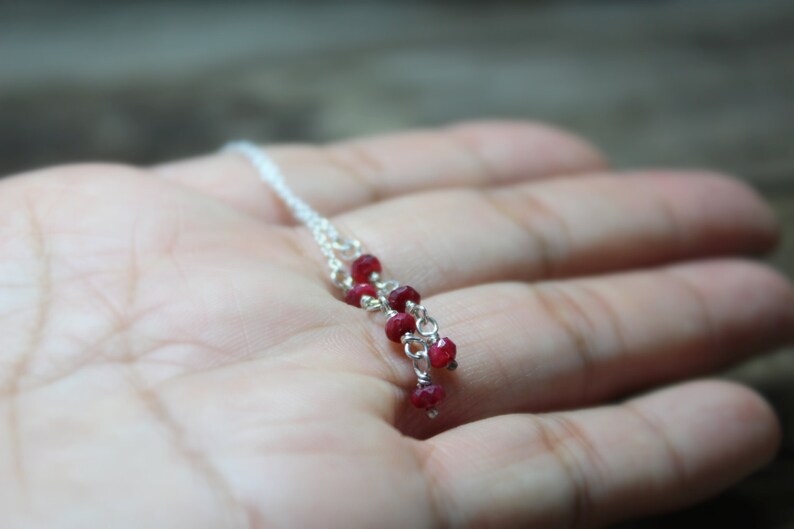 Genuine Ruby Sterling Silver Threader Earrings / July - Etsy