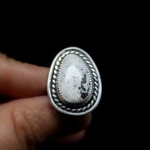 SIZE 6 White Buffalo Teardrop Turquoise Sterling Silver Ring - Etsy