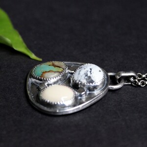Royston Ribbon X White Buffalo Turquoise X Mexican Opal Shadow Box Sterling Silver Necklace | 3 ...