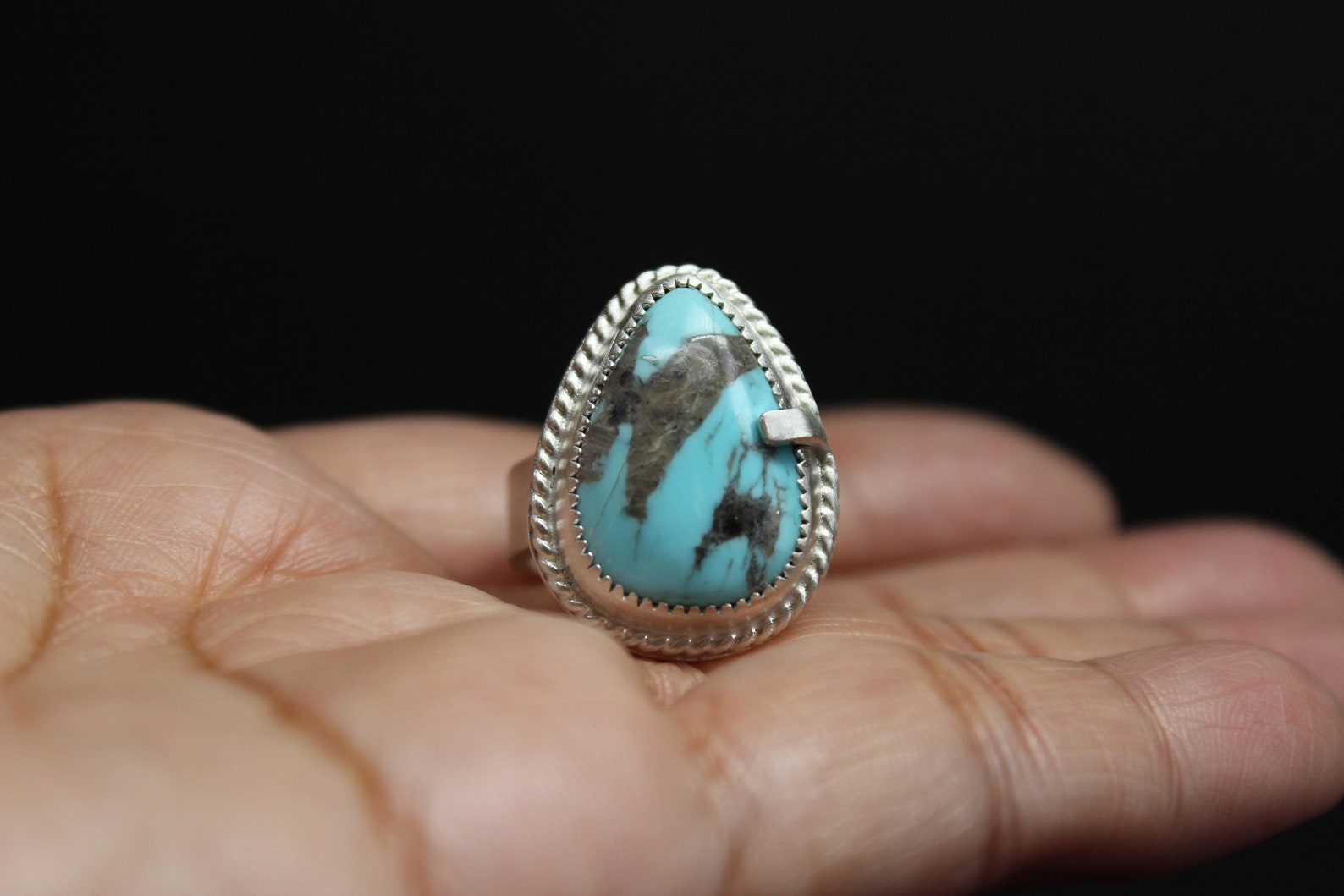 SIZE 8 Campitos Turquoise Sterling Silver Statement Ring - Etsy