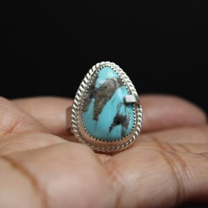 SIZE 8 - Campitos Turquoise Sterling Silver Statement Ring | Mexican ...