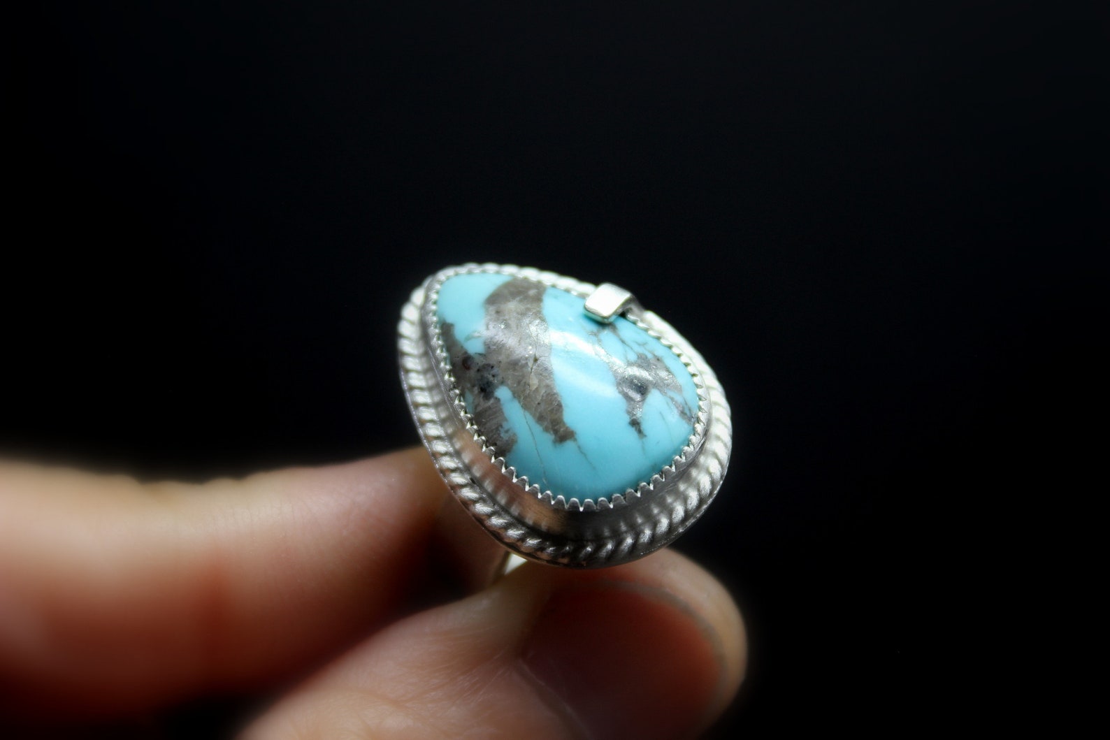 SIZE 8 Campitos Turquoise Sterling Silver Statement Ring - Etsy