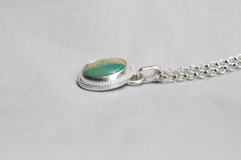 Round Royston Ribbon Turquoise Sterling Silver Necklace Two | Etsy