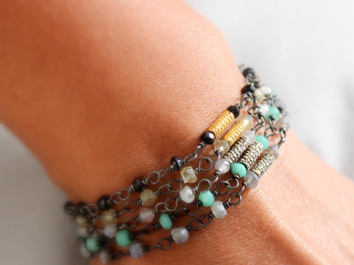 Rainbow Moonstone Hill Tribe Silver Sterling Silver Bracelet / - Etsy