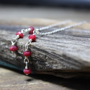 Genuine Ruby Sterling Silver Threader Earrings / July Birthstone / Rubies Ear Thread Threaders ...