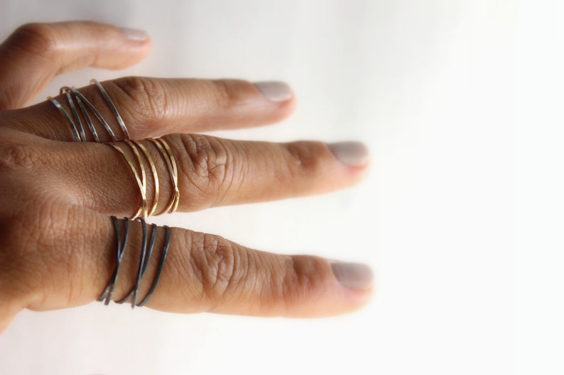 Wraparound Ring / Sterling Silver Oxidized or 14K Gold Fill | Etsy