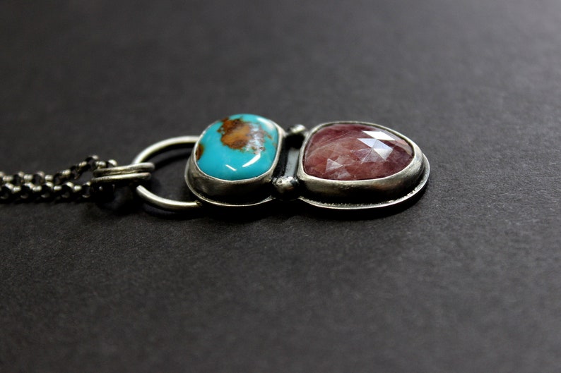 Royston + Rose Cut Pink Sapphire Sterling Silver Necklace | Two Stone ...