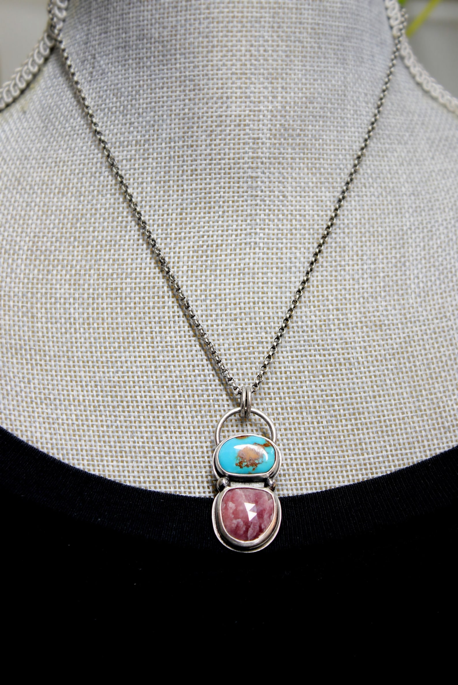 Royston + Rose Cut Pink Sapphire Sterling Silver Necklace | Two Stone ...