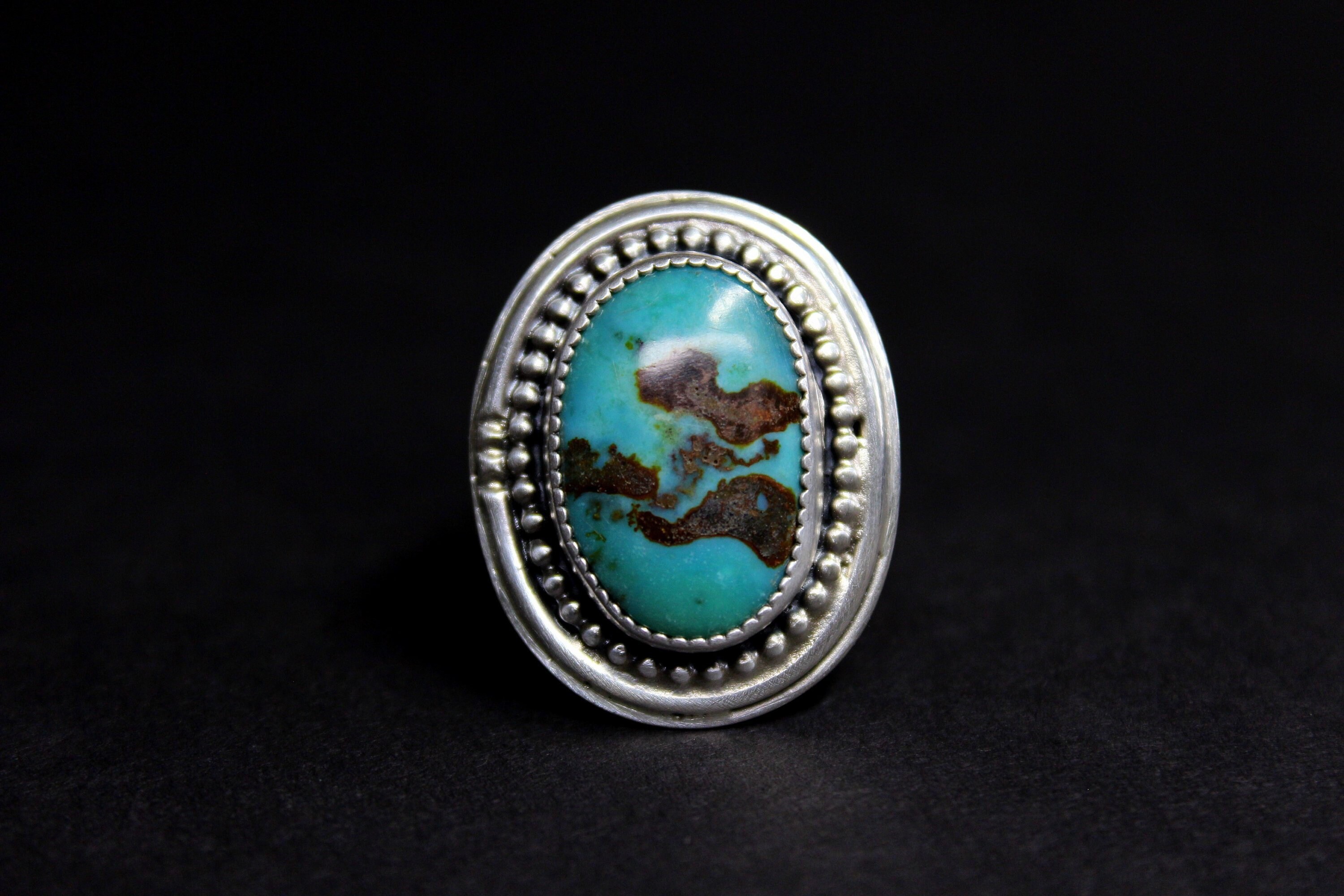 SIZE 7 - Turquoise Mountain Turquoise Sterling Silver Ring | Arizona ...