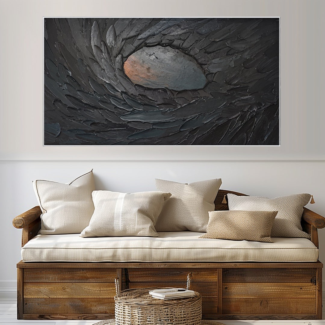Black Abstract Oil Painting Hand Texture Oil Painting Original Oil ...