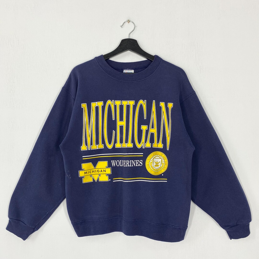 Vintage 90s University Michigan Sweatshirt University Michigan Crewneck ...