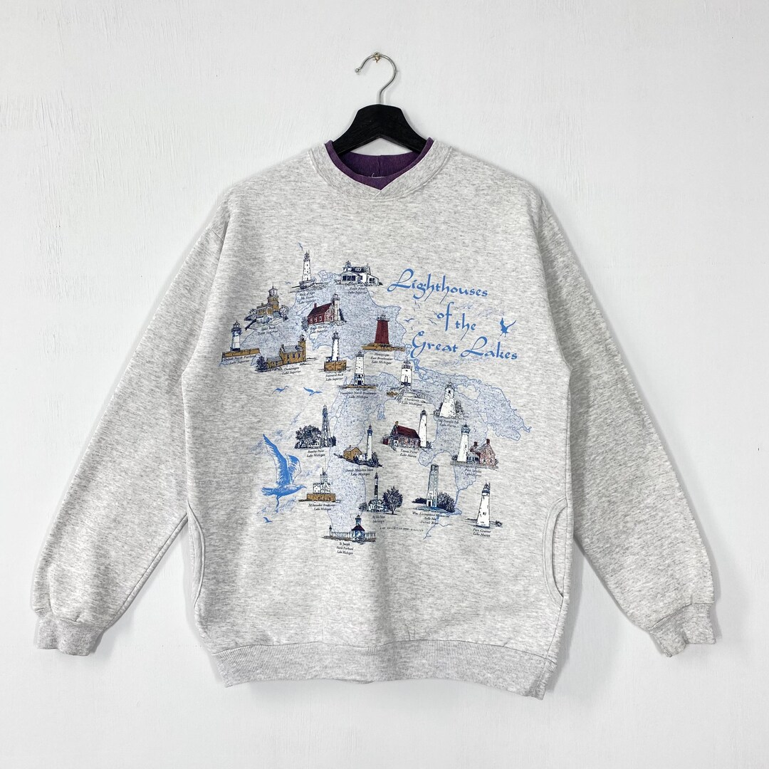 Vintage 90s Lighthouse Sweatshirt Cape May Crewneck Cape Cod ...