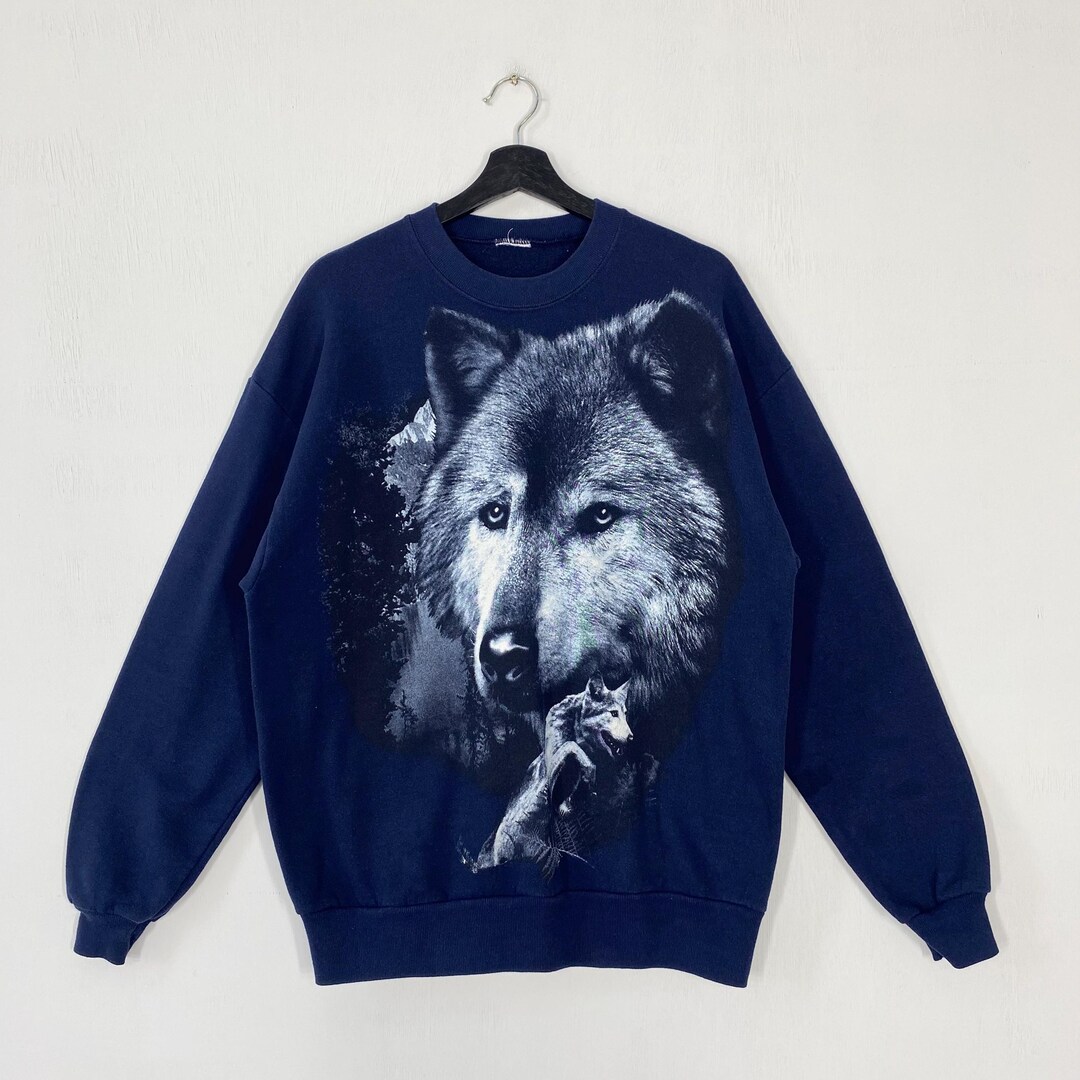 Vintage 90s Timber Wolf Sweatshirt Wolf Crewneck Alaska National Park ...