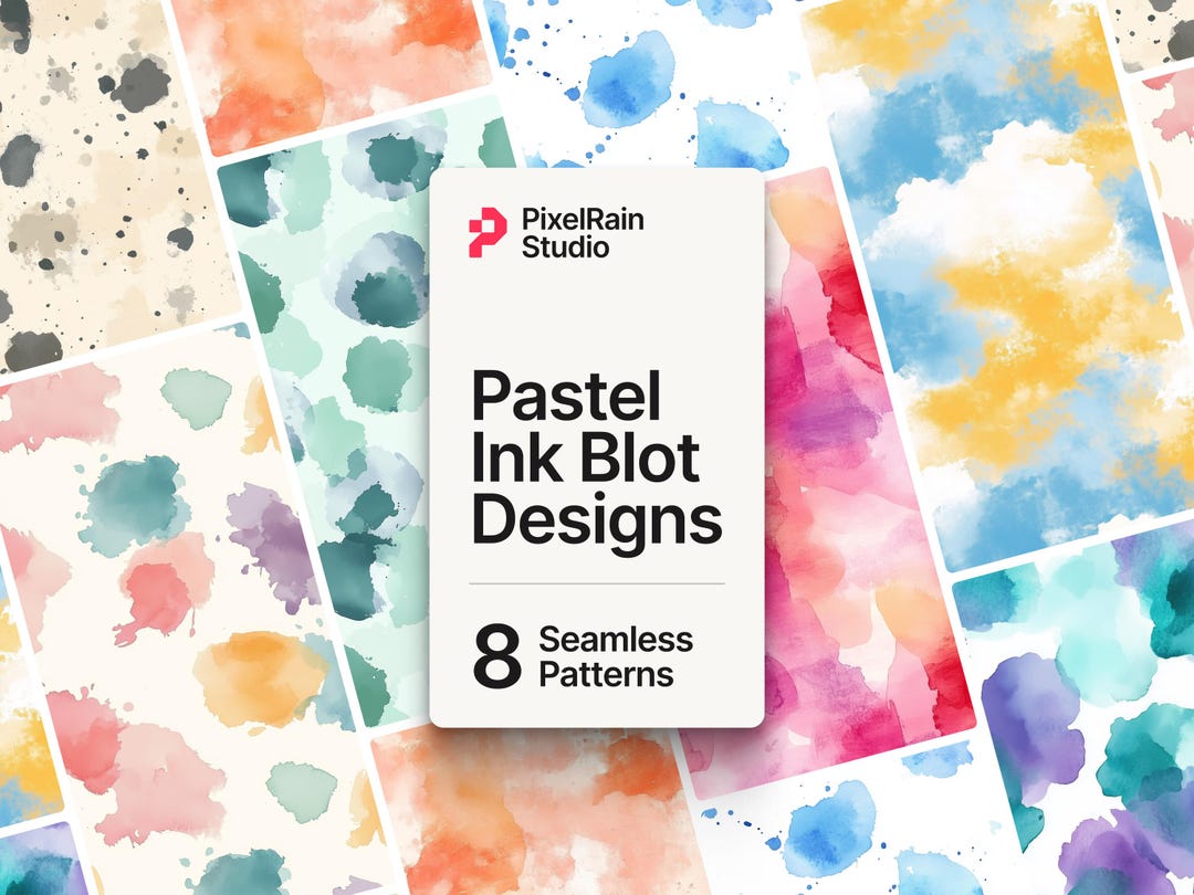 Pastel Ink Blot Designs – Seamless Digital Prints, Abstract Ink Blotch ...