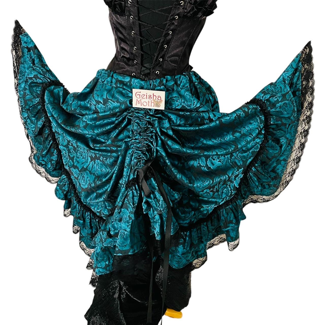 SKIRTSEE SK100 Geisha Moth Skirt Teal Black Steampunk Fantasy Costume ...