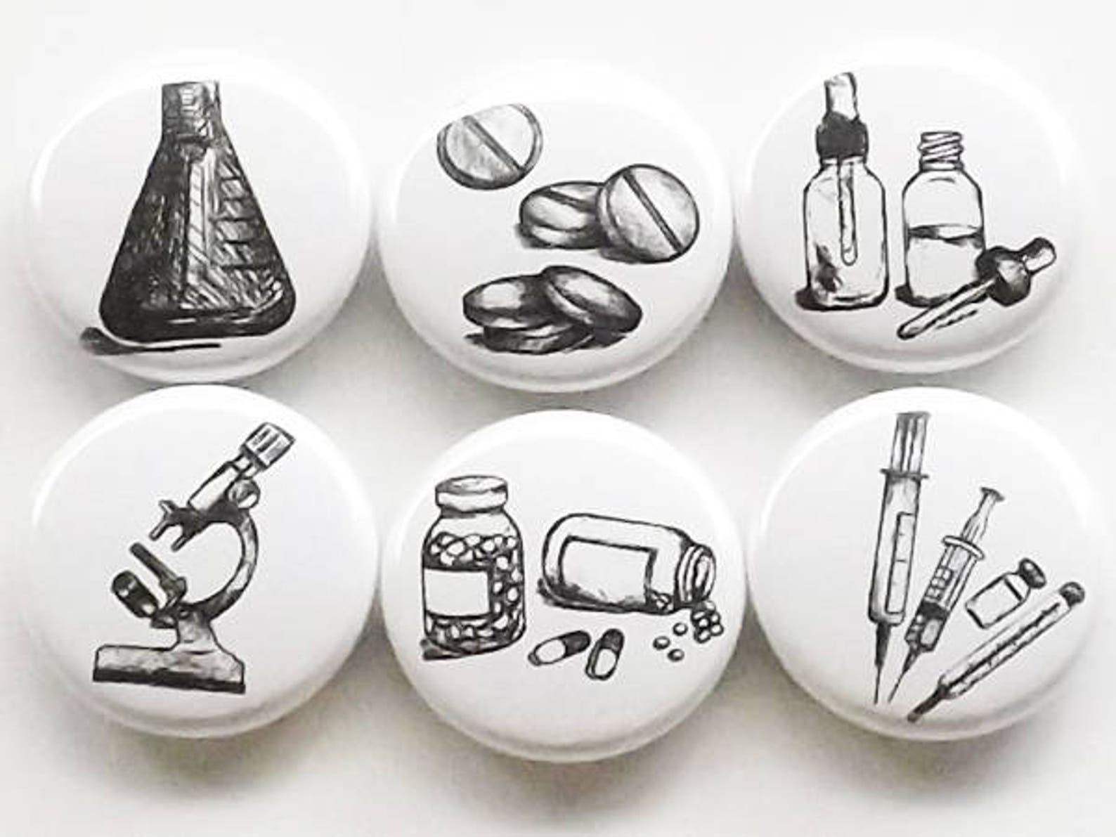Pharmacist Gift Magnets Graduation Pills Vials Microscope Beaker ...