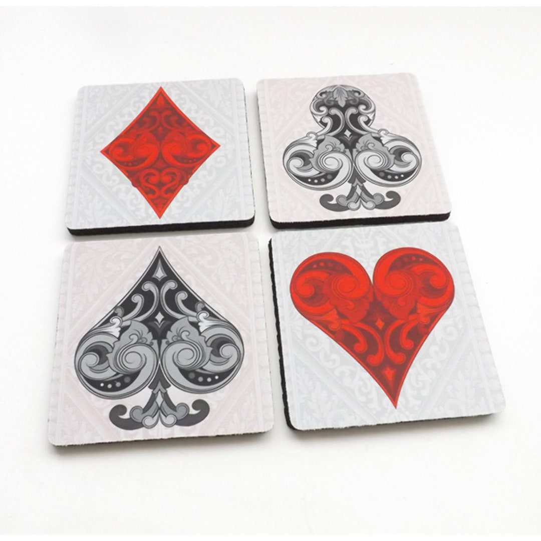 Playing Card Coasters Poker Suits Diamond Spade Club Heart Game Night ...