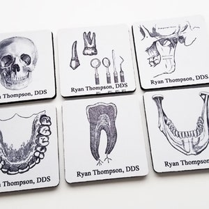 Personalized Dentist Dental Hygienist Drink Coasters Gift Set Teeth Jaw ...
